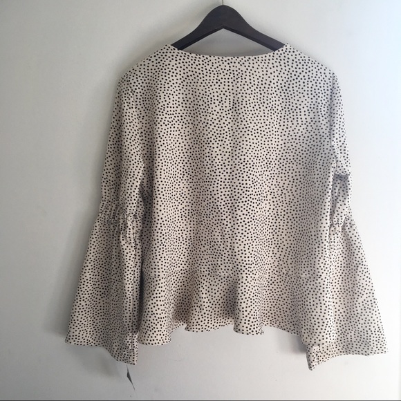 Zara | Tops | Zara Dotted Bell Sleeve Peplum Top | Poshmark